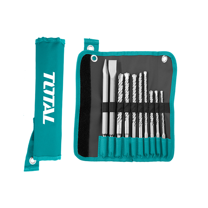 Hammer Drill Bits And Chisels Set 10Pcs, TOTAL TOOLS | Altiven Power Tools