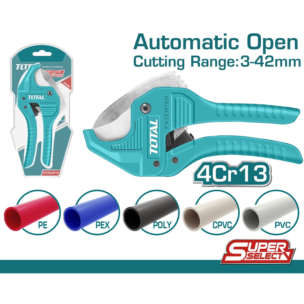 PVC Pipe Cutter 193mm Automatic Open, TOTAL TOOLS | Altiven Power Tools