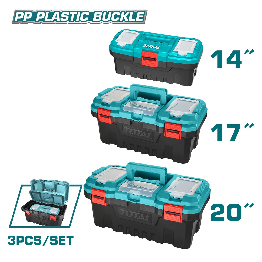 3 Pcs Plastic Tool Boxes Set, TOTAL TOOLS | Altiven Power Tools