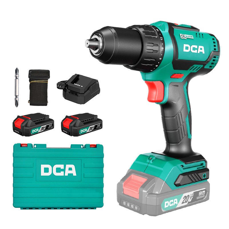 DCA 20V 13mm Cordless Brushless Driver Drill 50nm Kit With 2.0Ah*2 ...